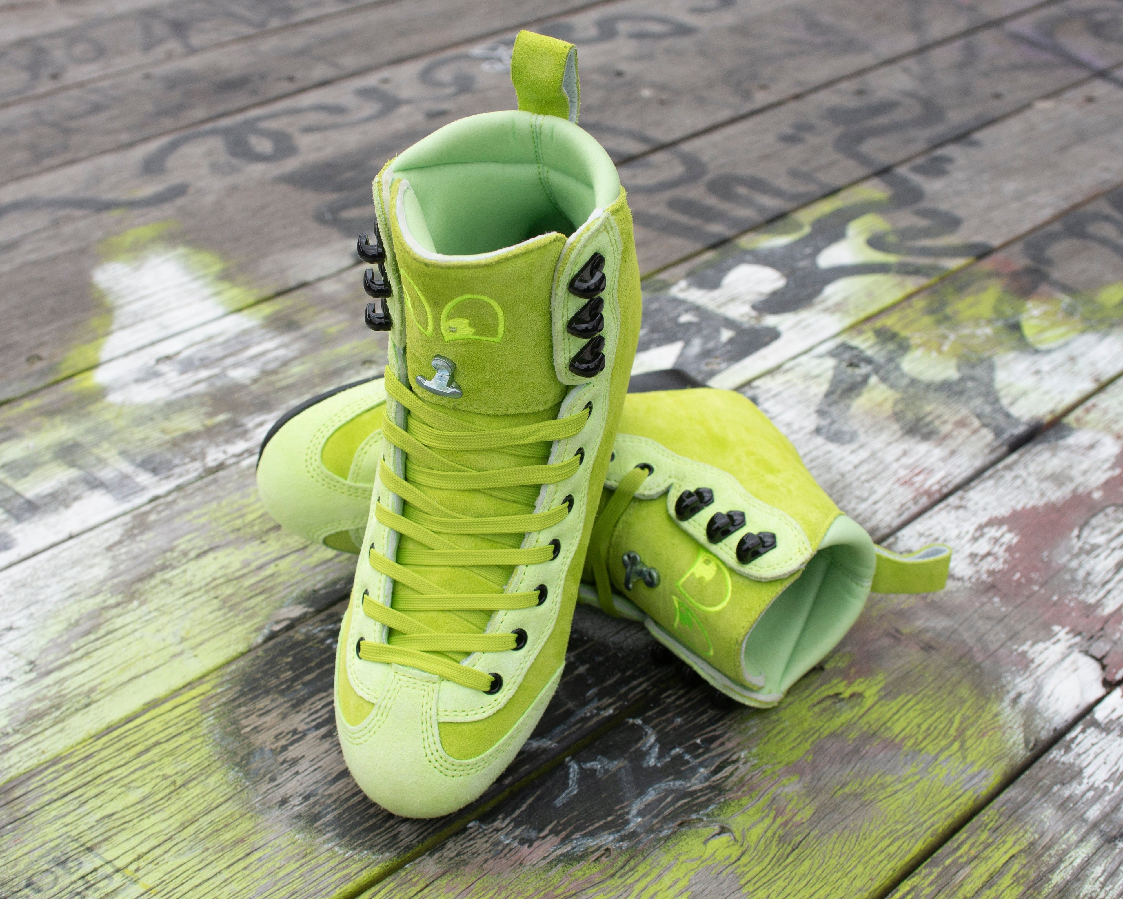 Chuffed Skates PRO BOOT - RIB - Green Suede Roller Skate Boot